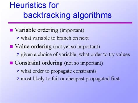 Heuristics For Backtracking Algorithms N Variable Ordering Important