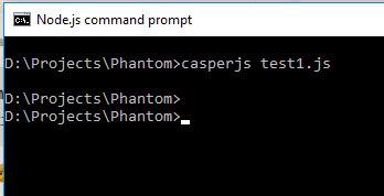Javascript CasperJS Running Not Showing Output To Console Stack