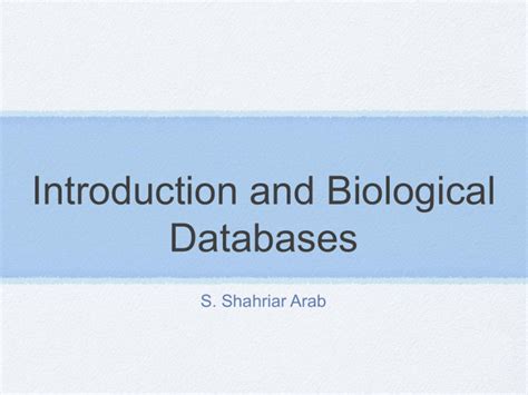 biological databases intro types and applications
