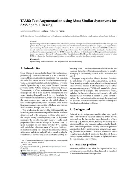 Pdf Tams Text Augmentation Using Most Similar Synonyms For Sms Spam