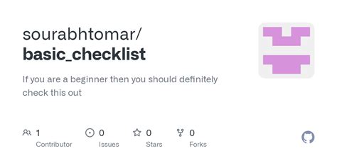 Github Sourabhtomar Basic Checklist If You Are A Beginner Then You Should Definitely Check