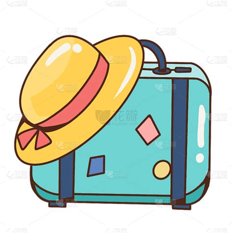 手绘 旅行元素 行李箱素材 花瓣网