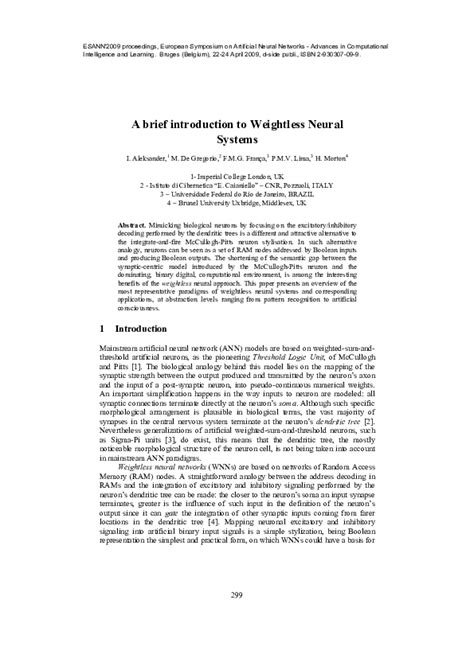 Pdf A Brief Introduction To Weightless Neural Systems