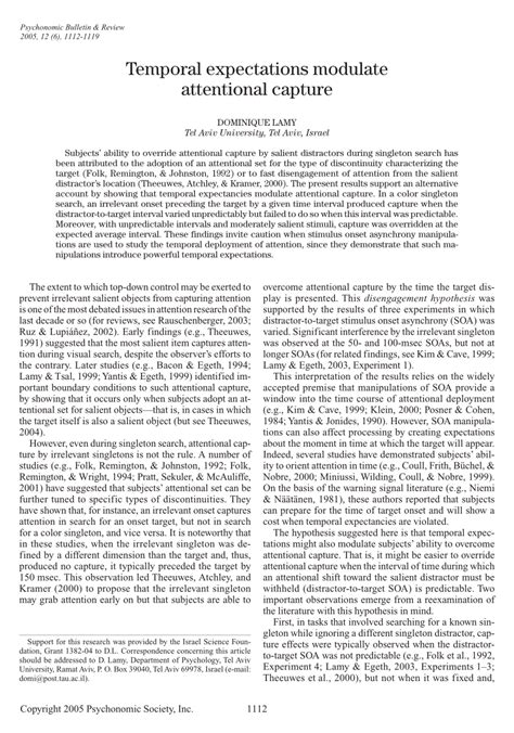 Pdf Temporal Expectations Modulate Attentional Capture