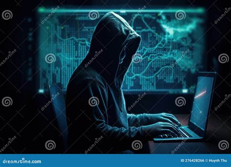 Hacker Using Abstract Laptop With Binary Code Digital Interface Cyber War Hacking And Malware