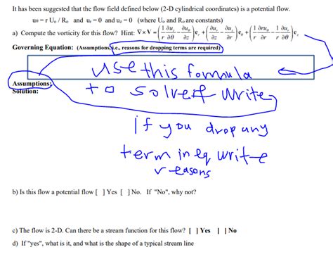 Solved It Has Been Suggested That The Flow Field Defined