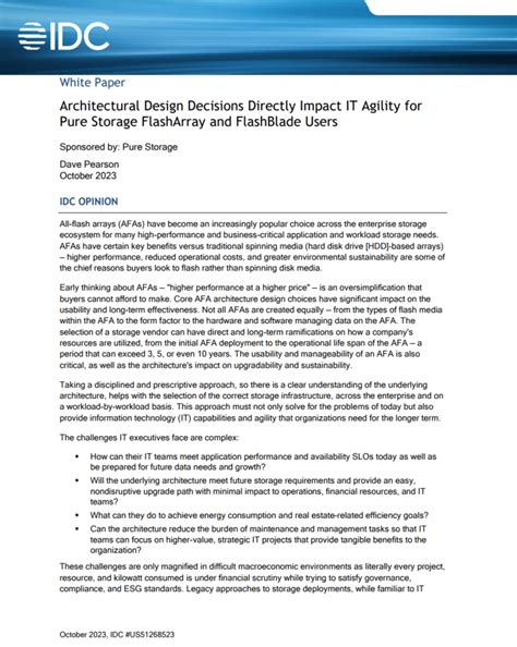 Architectural Design Decisions Directly Impact It Agility For Pure Storage Flasharray Global