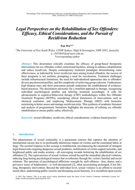 Pdf Legal Perspectives On The Rehabilitation Of Sex Offenders
