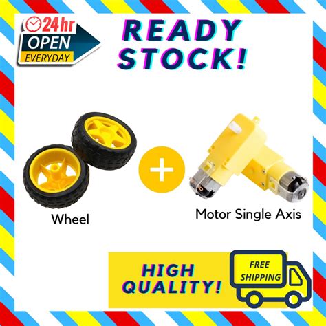 Car Plastic Wheel Arduino TT Motor Single Axis Motor Arduino Motor Roda Mainan Tayar Kereta