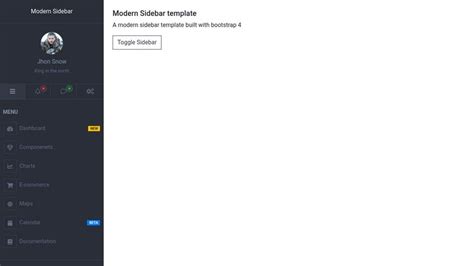 Codepen Modern Sidebar With Bootstrap