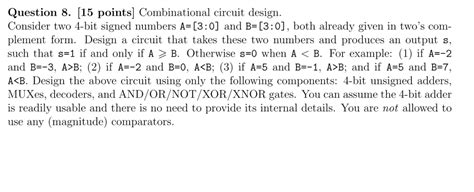 Question Points Combinational Circuit Design Chegg