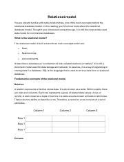 Understanding the Relational Database Model: Key Concepts | Course Hero
