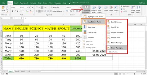 TOP BOTTOM RULES In Excel Conditional Formatting