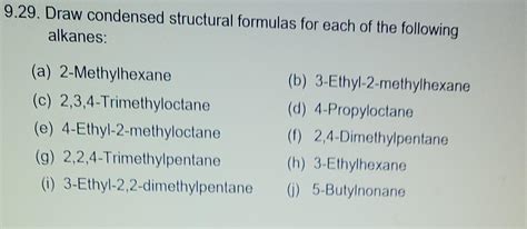 Solved 9.29. Draw condensed structural formulas for each of | Chegg.com