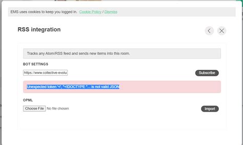 standard rss integration on returning error for all rss