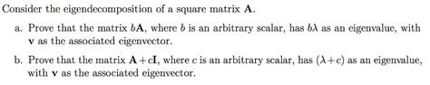 Solved Consider The Eigendecomposition Of A Square Matrix A Chegg