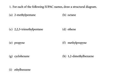 1 For Each Of The Following Iupac Names Draw A Structural Diagram A