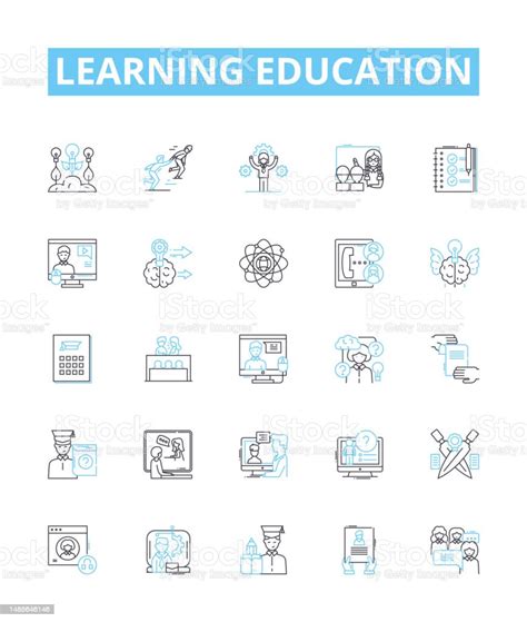 학습 교육 벡터 라인 아이콘이 설정되었습니다 교육 학습 학습 지식 교육 훈련 교육 일러스트레이션 개요 개념 기호 및 기호