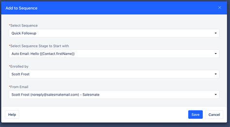 Add To Sequence Salesmate