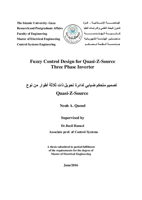 Pdf Fuzzy Control Design For Quasi Z Source Three Phase Inverter