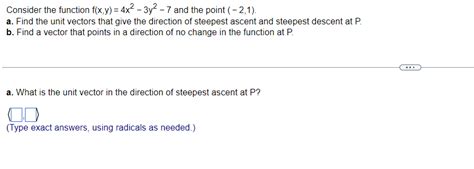 solved consider the function f x y 4x2−3y2−7 and the point
