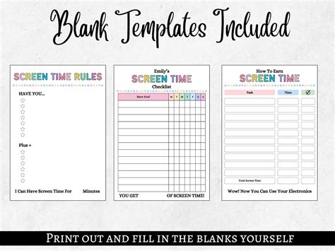 Editable Screen Time Checklist Screen Time Rules Screen Time Chore Chart Daily Screen Time