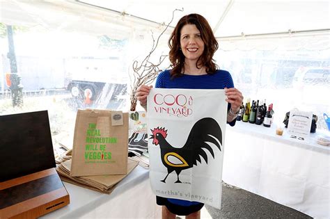 Graphic Designer Libby Ellis Holds Up One Of Her Tee Towels The Martha S Vineyard Times