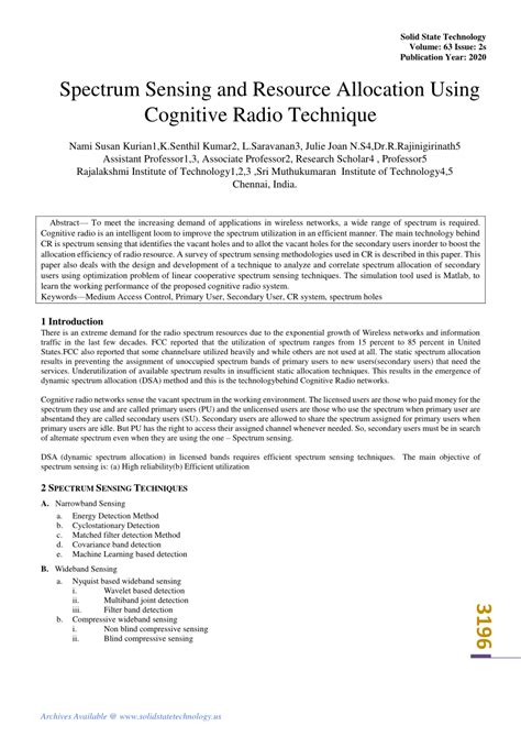 PDF Spectrum Sensing And Resource Allocation Using Cognitive Radio Technique