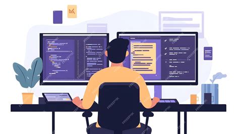 Programmer Integrating Api With Website On Dual Monitor Setup For