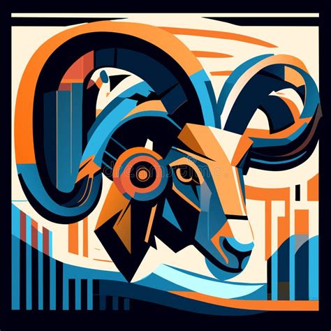 Vector Illustration Of A Head Of A Ram With Horns In A Modern Style Ai Generated Stock Vector