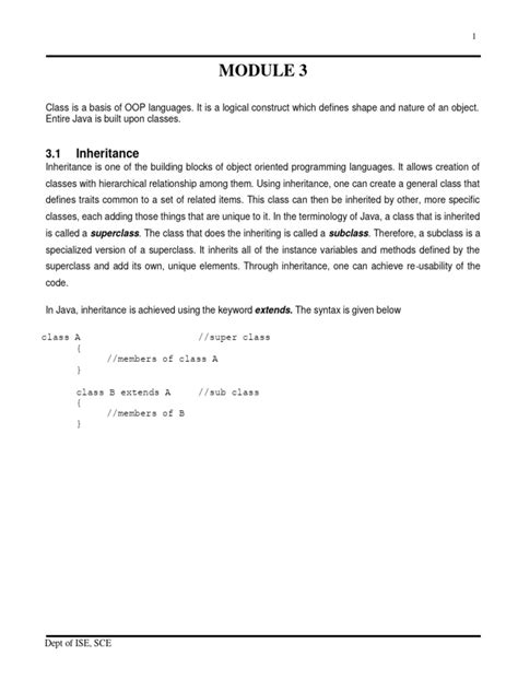 Module 3 Pdf Inheritance Object Oriented Programming Method