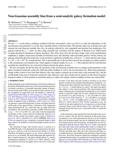 Pdf Non Gaussian Assembly Bias From A Semi Analytic Galaxy Formation