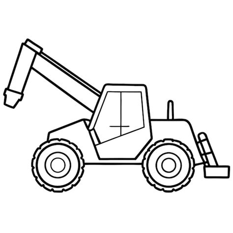 Telehandler Machine Outline Coloring Book Page Line Art Drawing Premium Ai Generated Vector