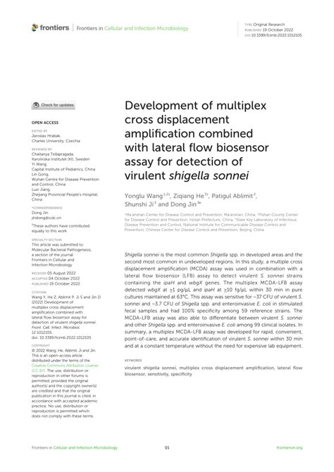 Pdf Development Of Multiplex Cross Displacement Amplification Combined With Lateral Flow