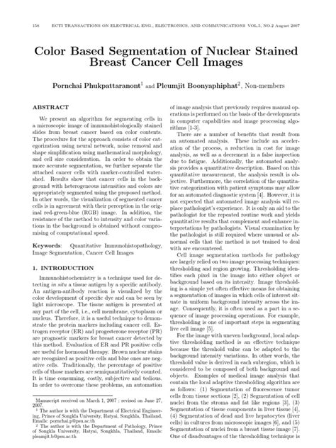 Pdf Color Based Segmentation Of Cancer Cell Dokumentips