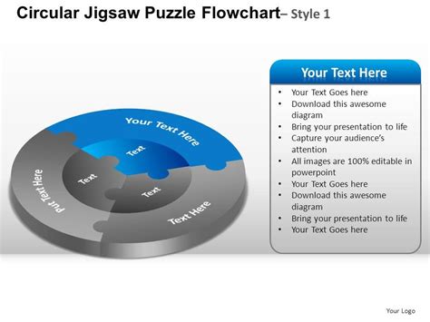 Circular Jigsaw Puzzle Flowchart Process Diagram Style Ppt Templates PowerPoint
