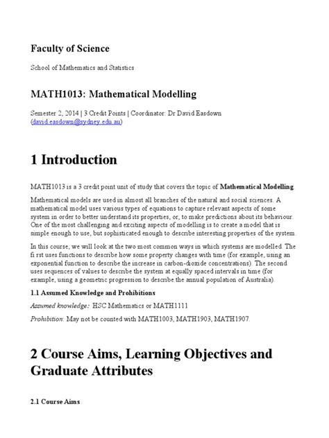 mathematical modelling math1013 course outline pdf recurrence