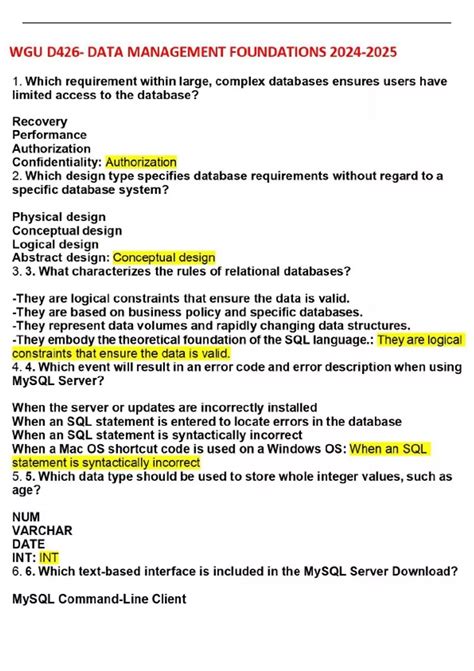 wgu d426 data management foundations wgu d426 data management