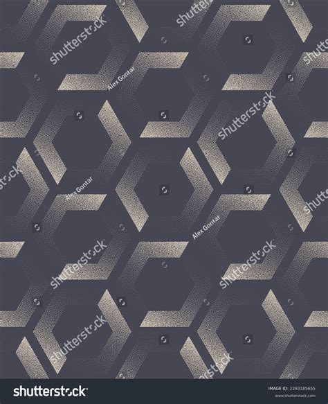 Postmodernism Seamless Pattern Stippled Hexagons Vector Stock Vector