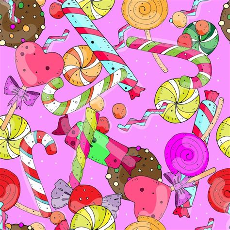 Premium Vector Seamless Pattern With Cute Candies