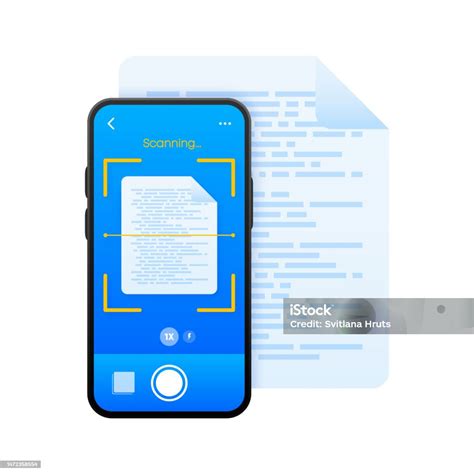 Document Scanner In Smartphone Phone Interface Template Digital Scanner Scanning Text Mobile App