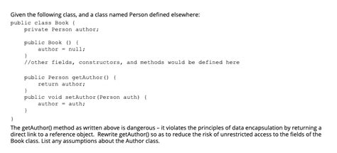 Solved Given The Following Class And A Class Named Person