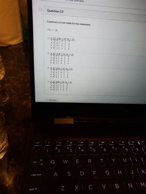 Solved Question 13 Construct A Truth Table For The Chegg Com