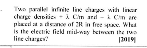 Two Parallel Infinite Line Charges With Linear Charge Densities Lambdama