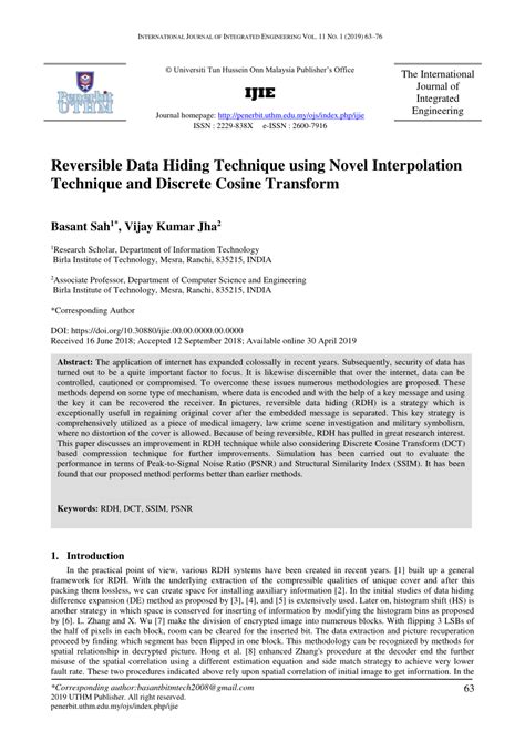 Pdf Reversible Data Hiding Technique Using Novel Interpolation