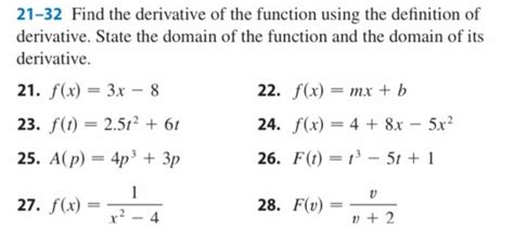 Solved 21 32 Find The Derivative Of The Function Using The
