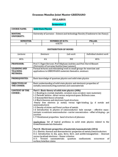 S1 Solid State Physics Pdf Semiconductors Solid State Physics