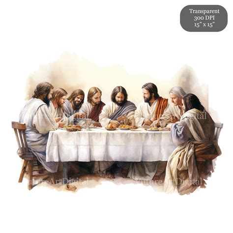 9 Watercolor Last Supper Digital Clipart Jesus Printable Wall Art