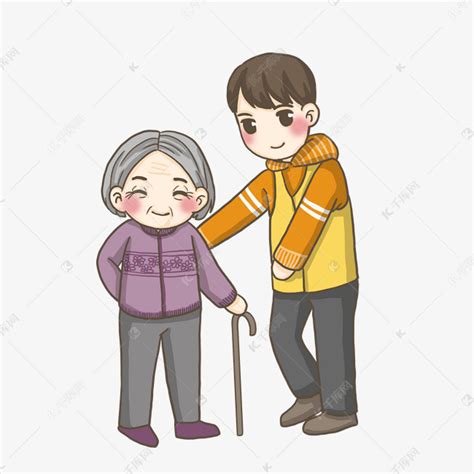 志愿者帮助老人PNG素材图片免费下载 千库网