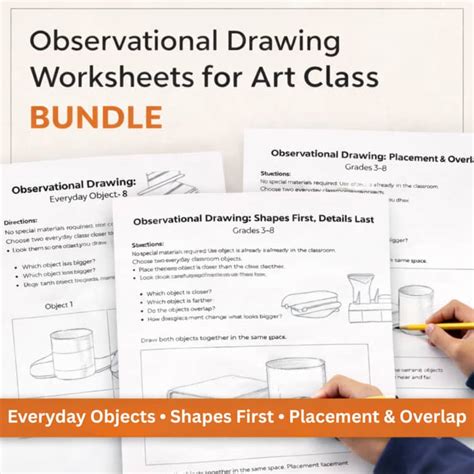 Observational Drawing Worksheets For Art Class Grades 38 Tpt